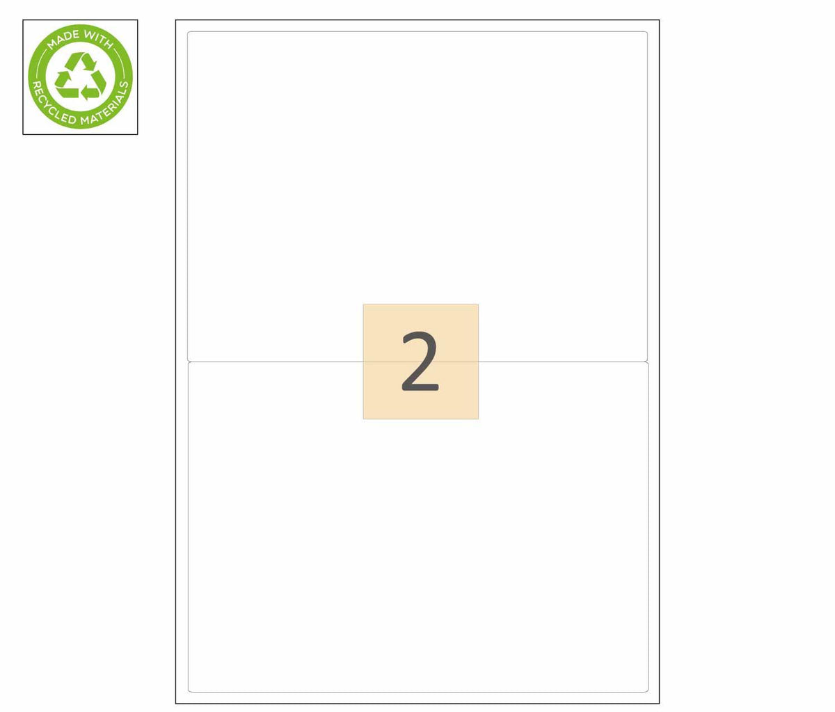 2 Recycled Paper Labels (200mm x 144mm) | A4Sheets.co.uk
